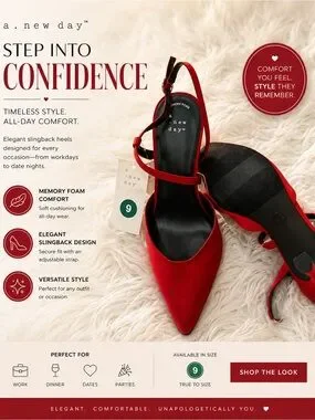 a new day | Shoes | A New Day Red Pointed Slingback Heels With Ankle ...
